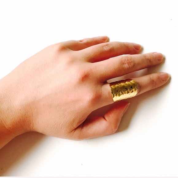 Bondhu | Jewelry | 3 For 3 24k Gold Hammered Statement Ring Size 65 ...